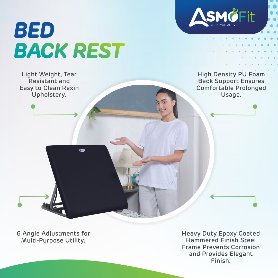 Bed Back Rest Support - Premium Black - Asmofit